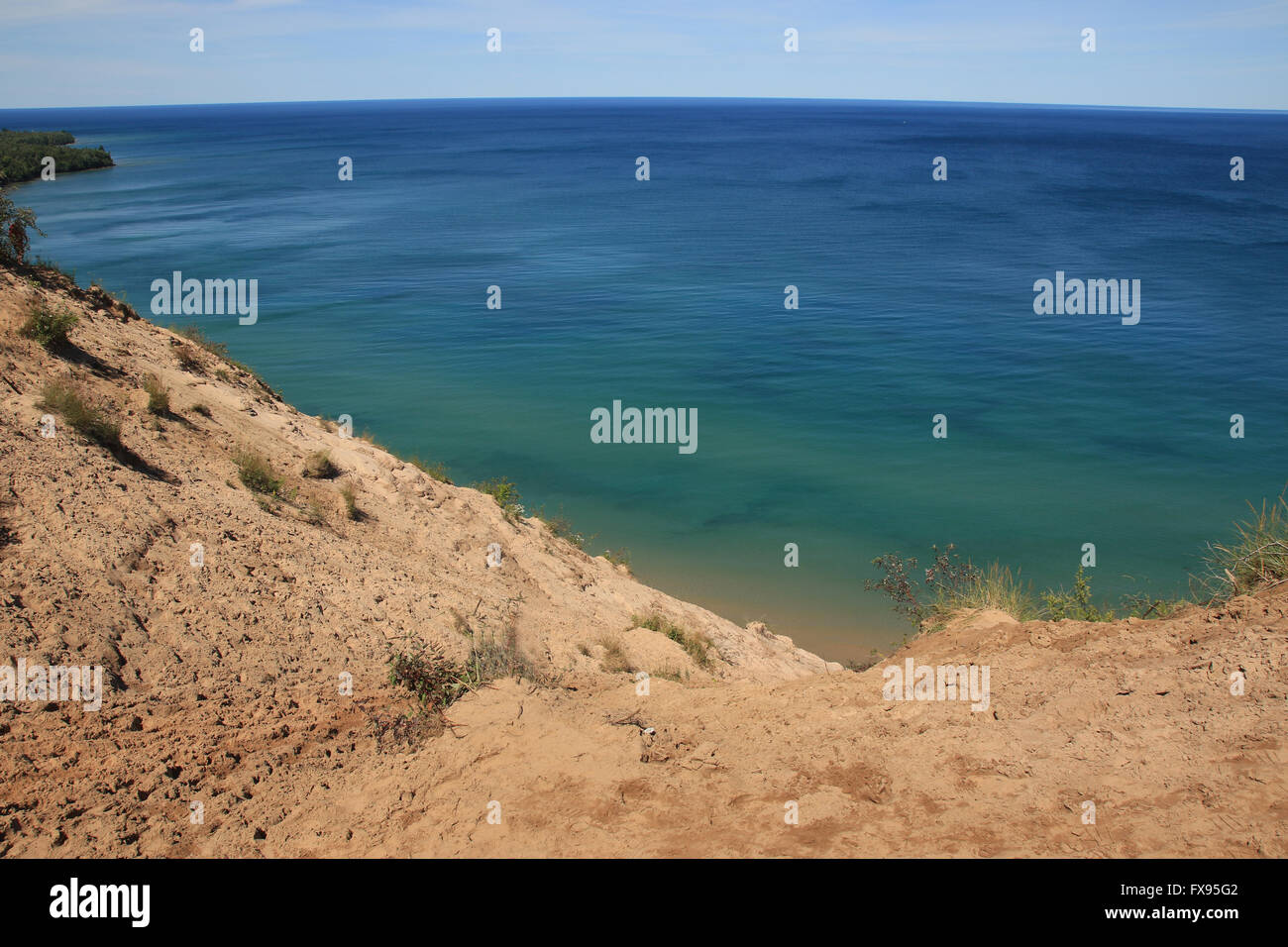 Huge sand dunes of Pictured Rocks National Lakeshore, on Lake Superior ...