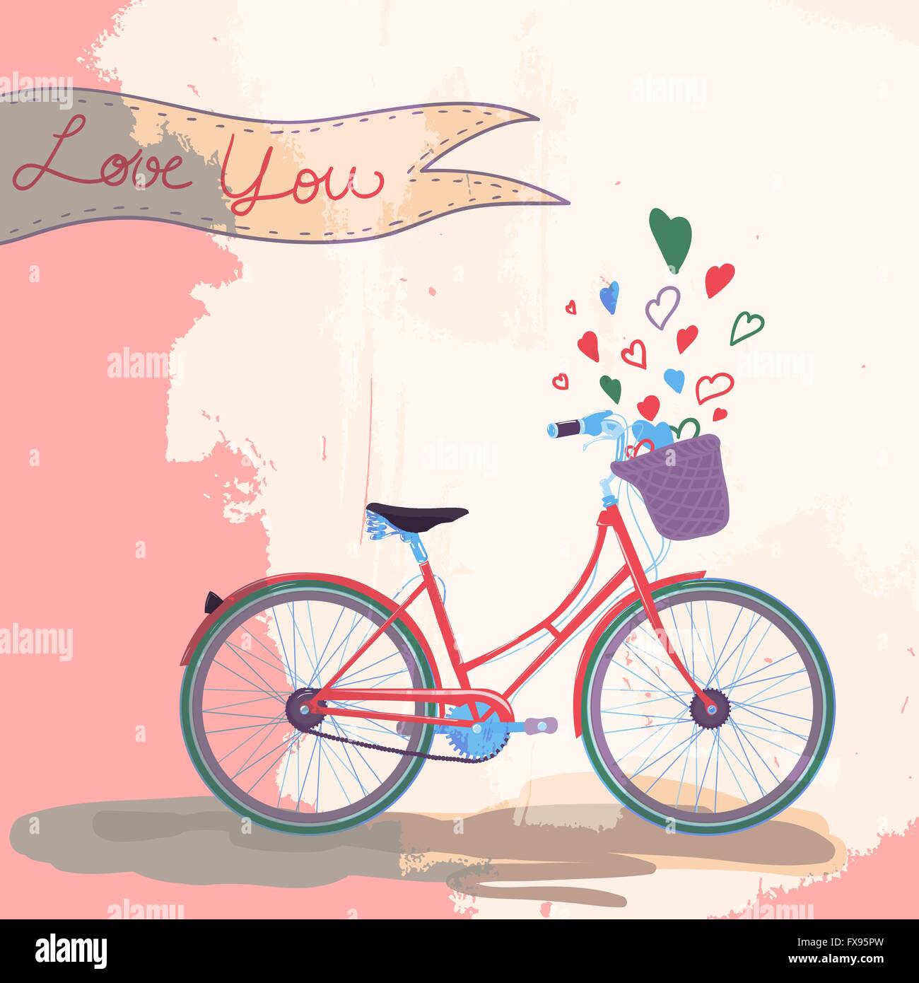 Background love card bicycle Stock Vector Images - Alamy