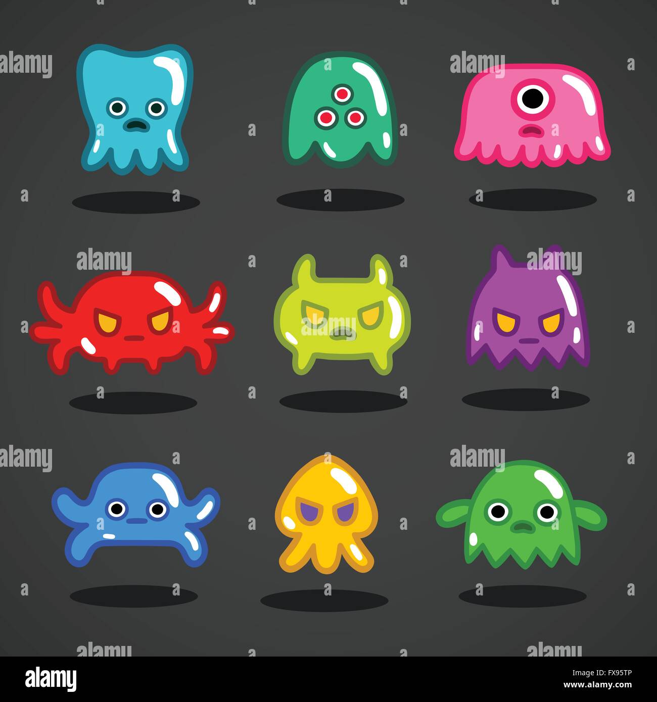 Funny game monsters collection Stock Vector Image & Art - Alamy