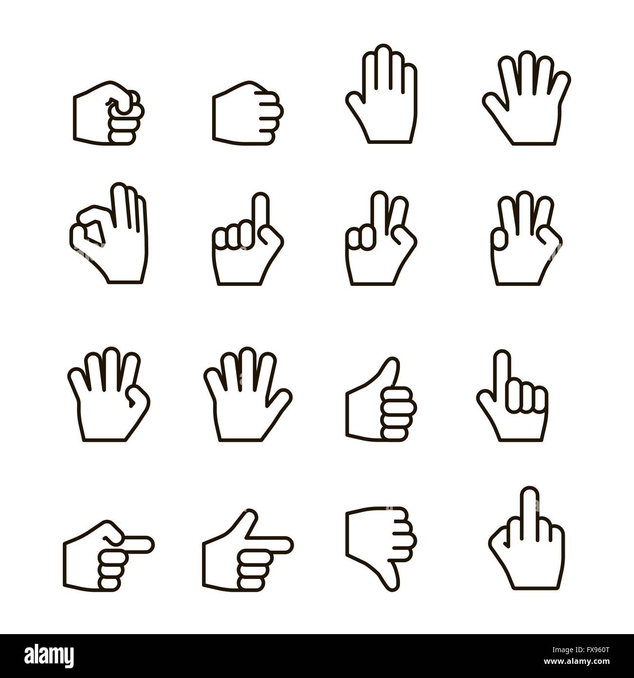 Hand gestures counting fingers Stock Vector Images - Alamy