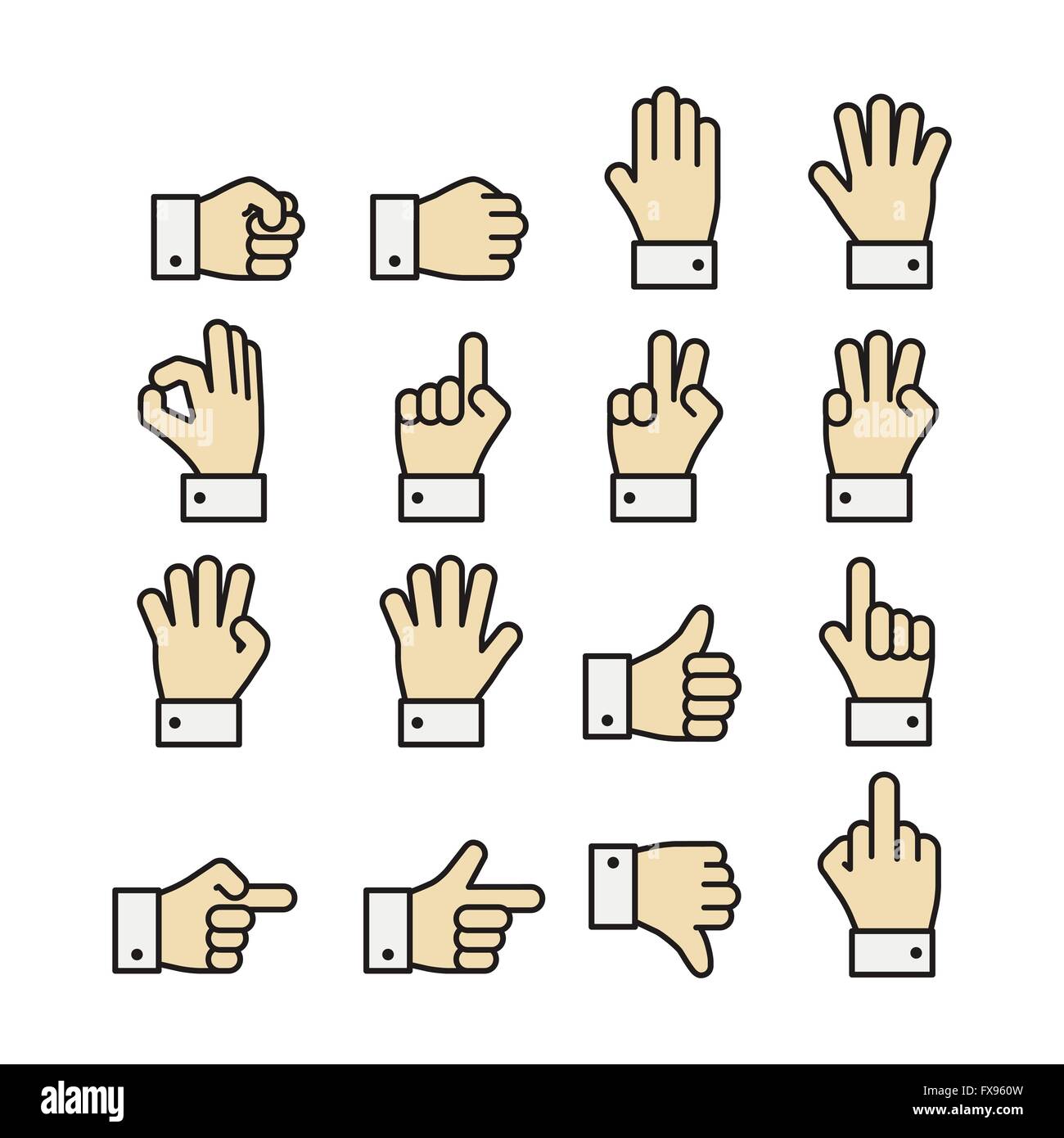 Hand gestures icons hi-res stock photography and images - Alamy