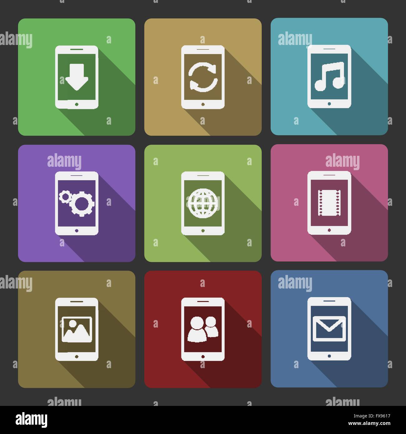 Mobile devices UI design set, squared shadows Stock Vector Image & Art ...