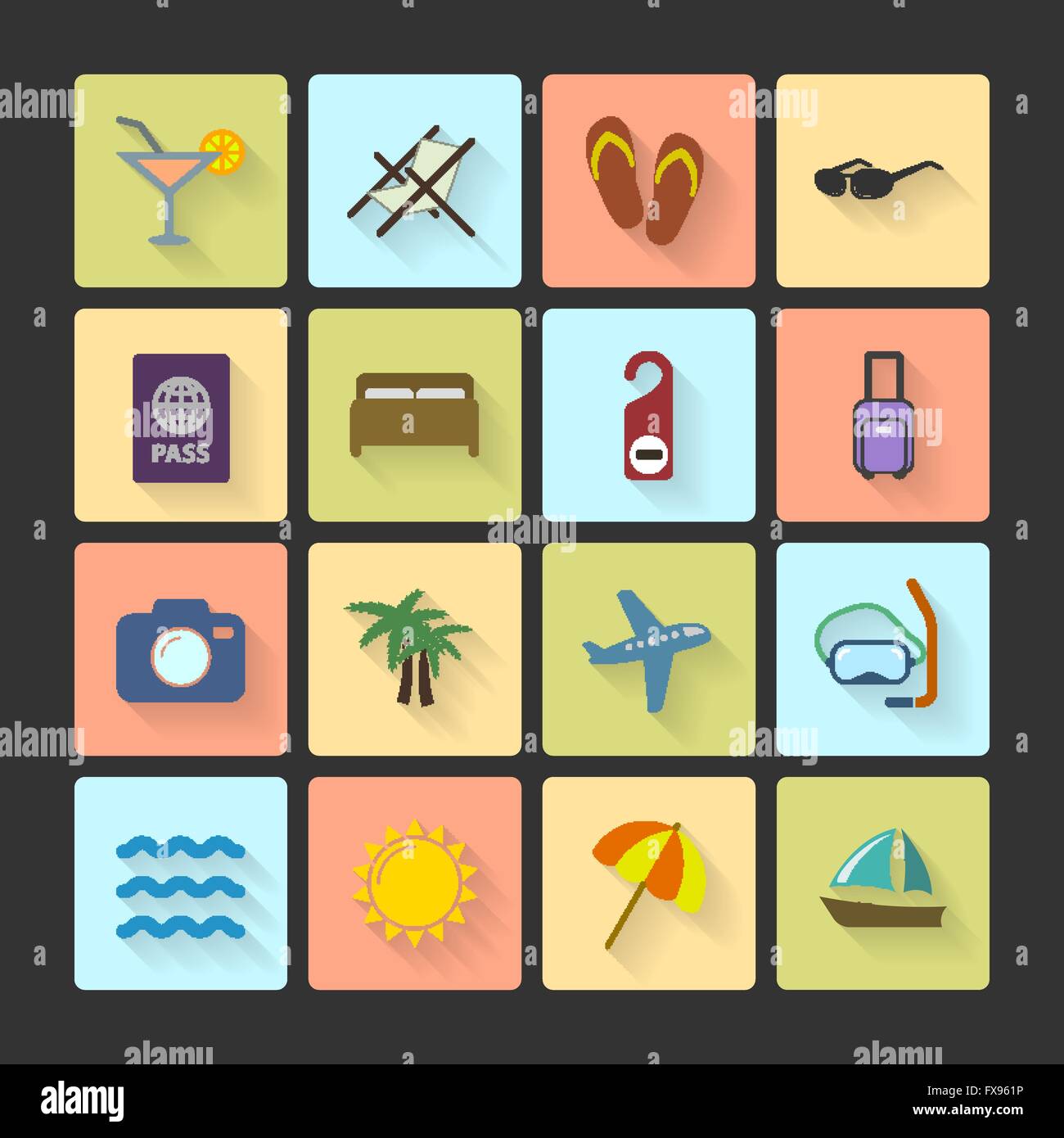 Vacation UI layout icons, squared shadows Stock Vector Image & Art - Alamy