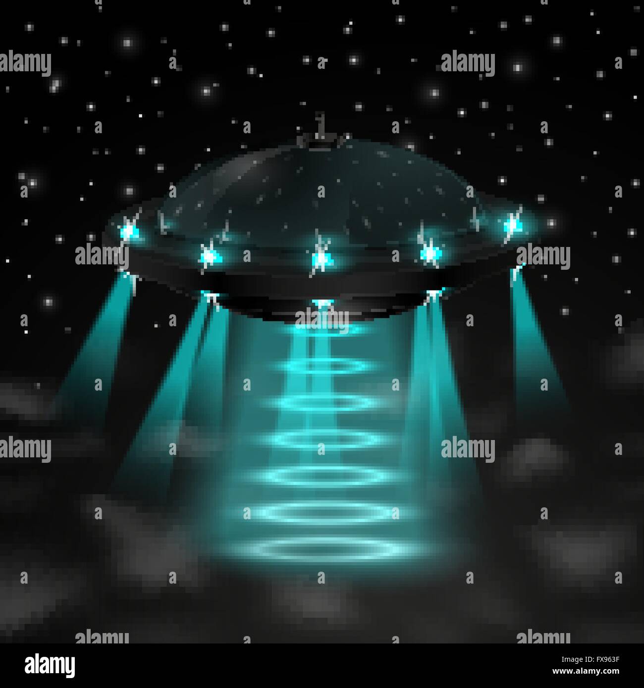 Flying ufo in the night Stock Vector Image & Art - Alamy