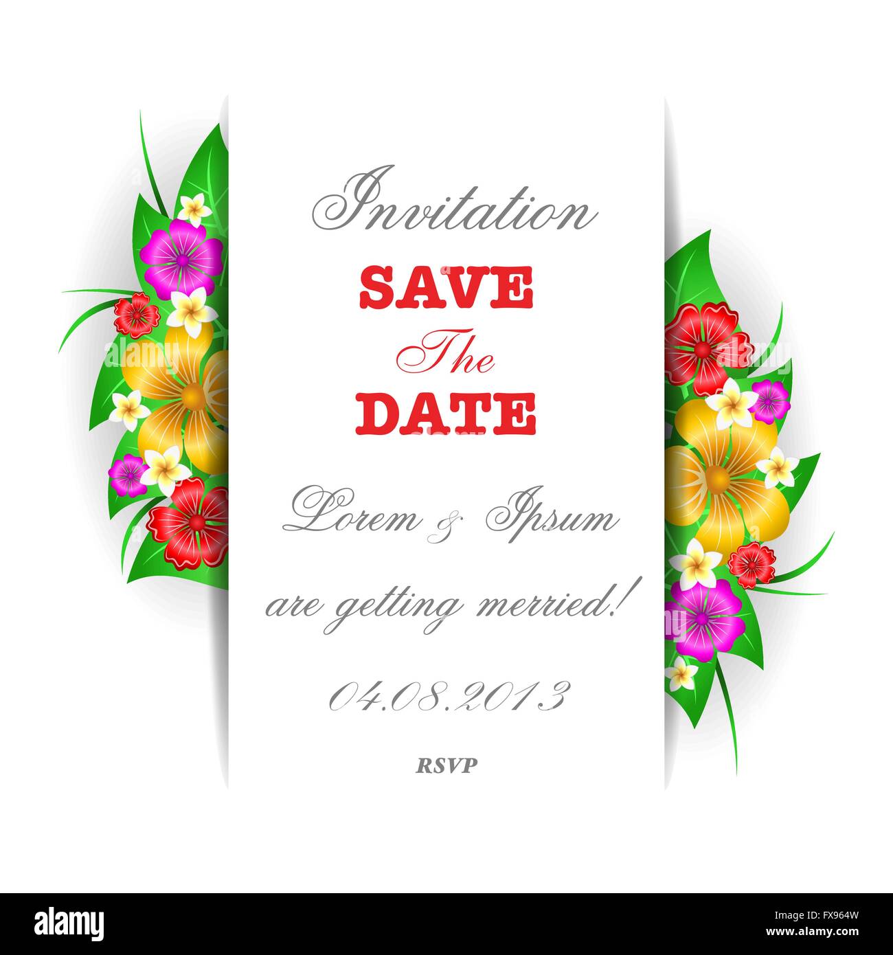 Tropical flowers invitation card template Stock Vector Image & Art - Alamy