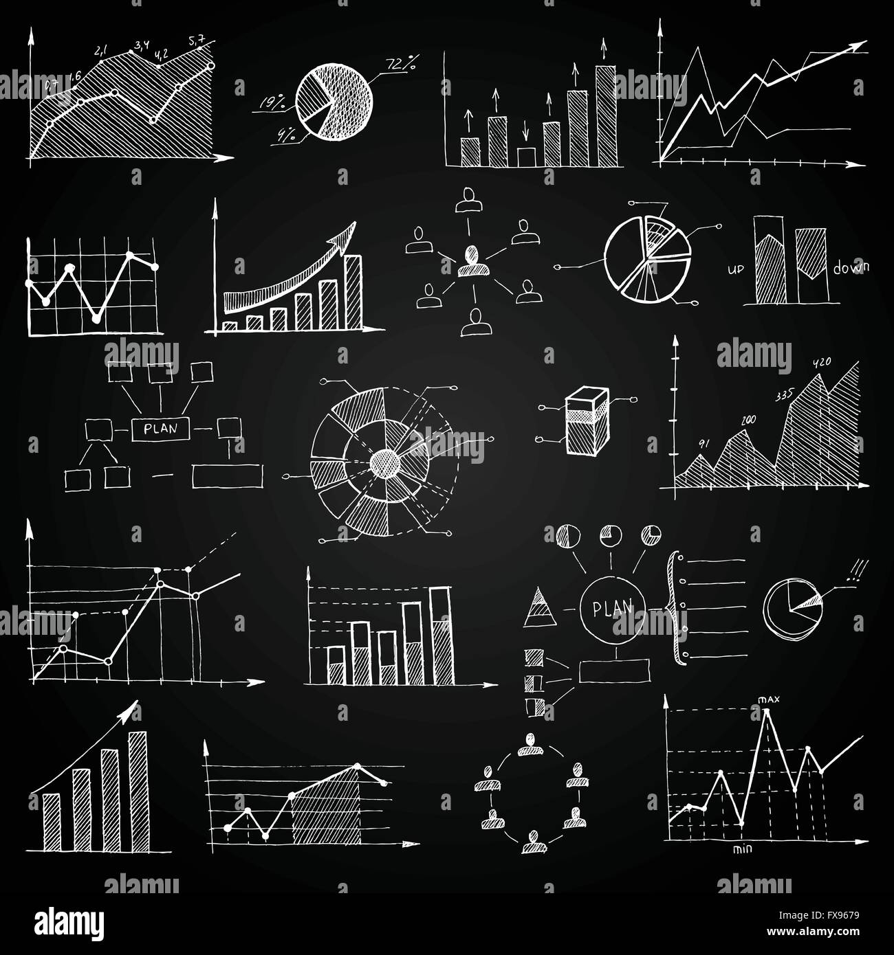 Chart graph chalk icons hi-res stock photography and images - Alamy