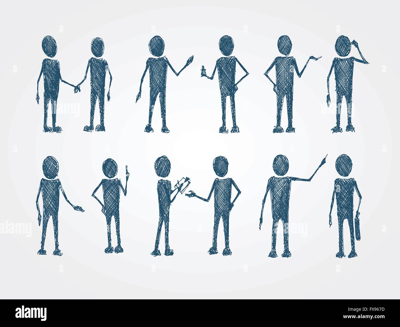 Set of doodle busines people collaboration Stock Vector Image & Art - Alamy