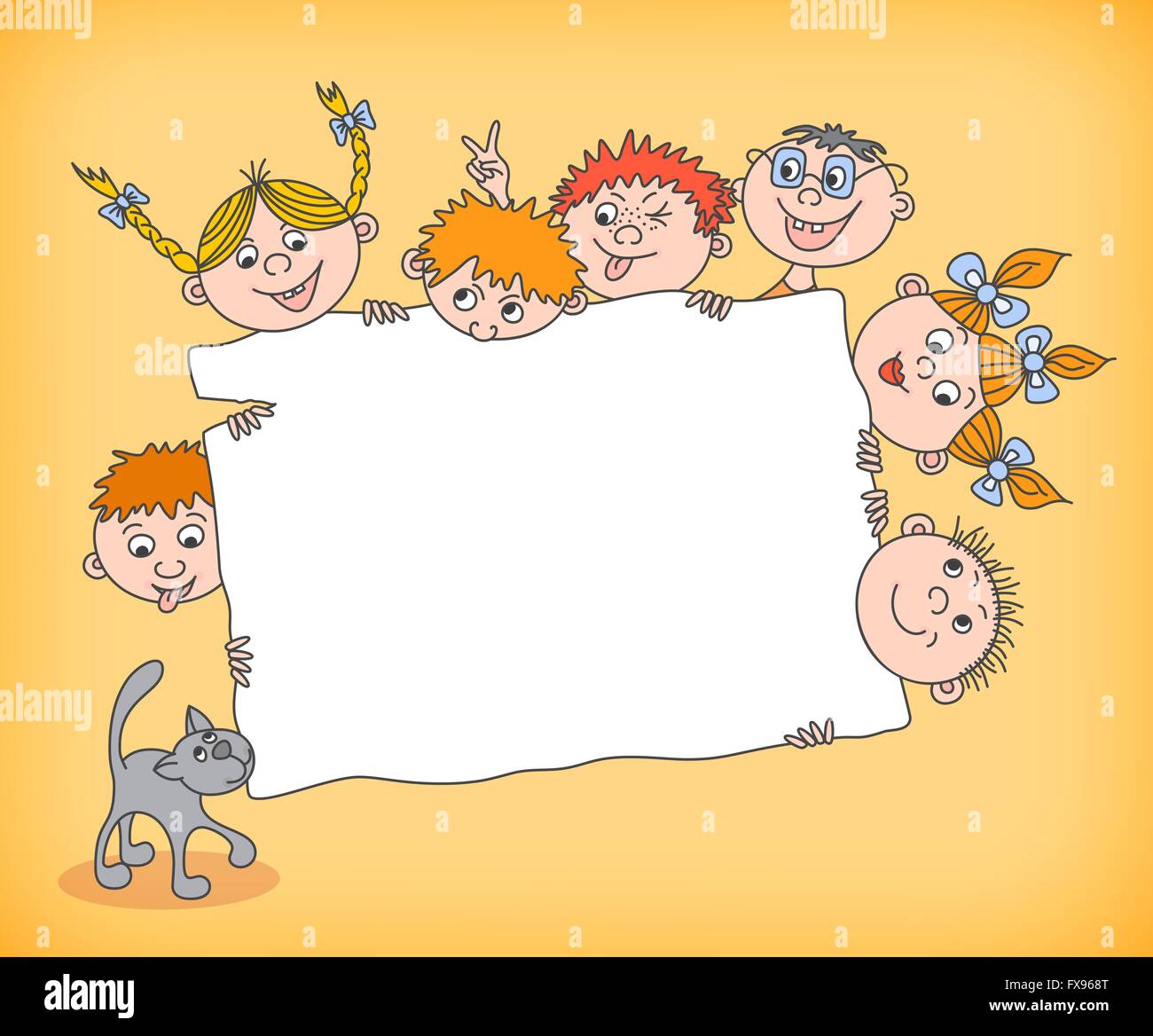 Doodle kids holding blank sign Stock Vector Image & Art - Alamy