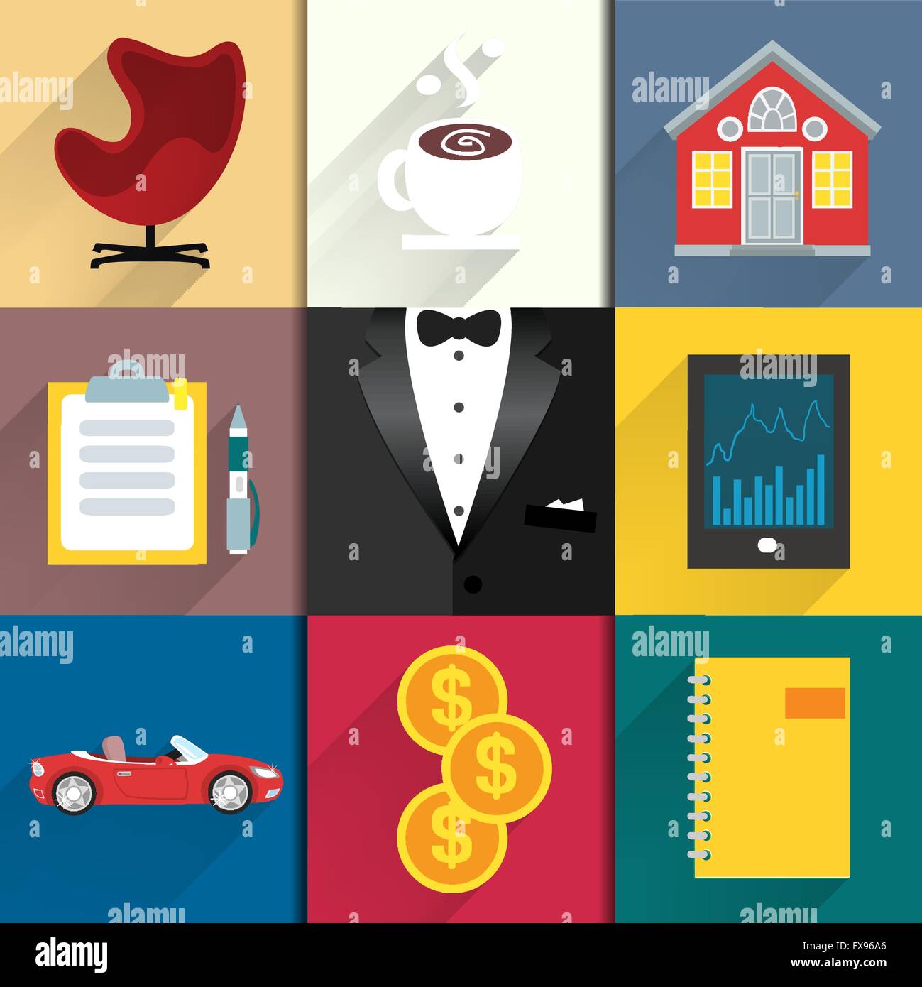 Icons set for luxery life with tuxedo Stock Vector Image & Art - Alamy