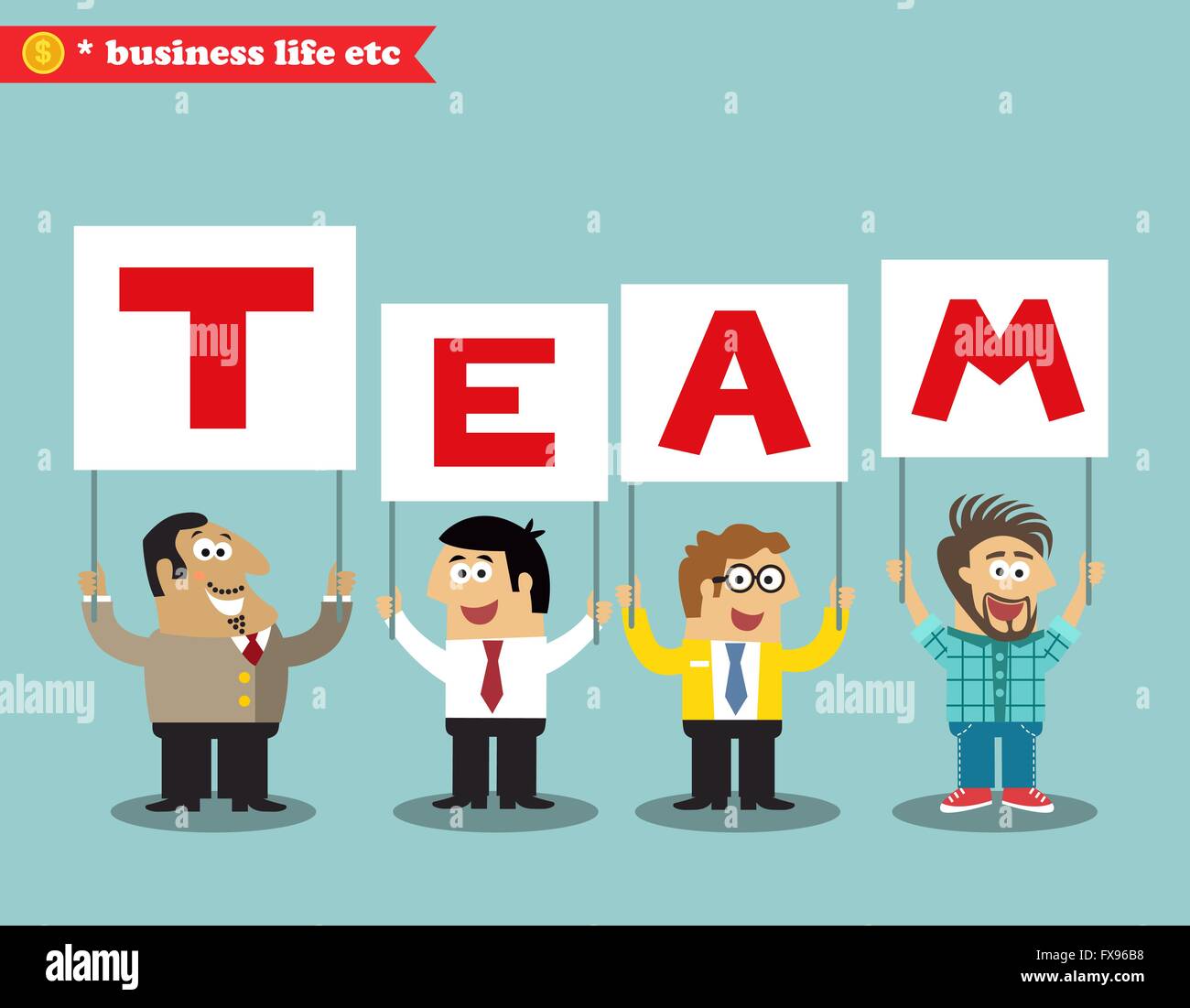 Office personnel holding team sign Stock Vector Image & Art - Alamy