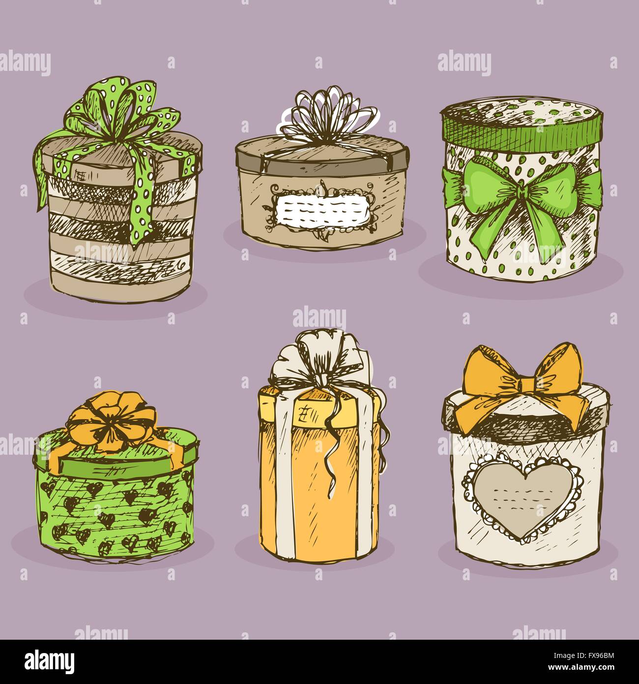 Gift boxes bows line Stock Vector Images - Alamy