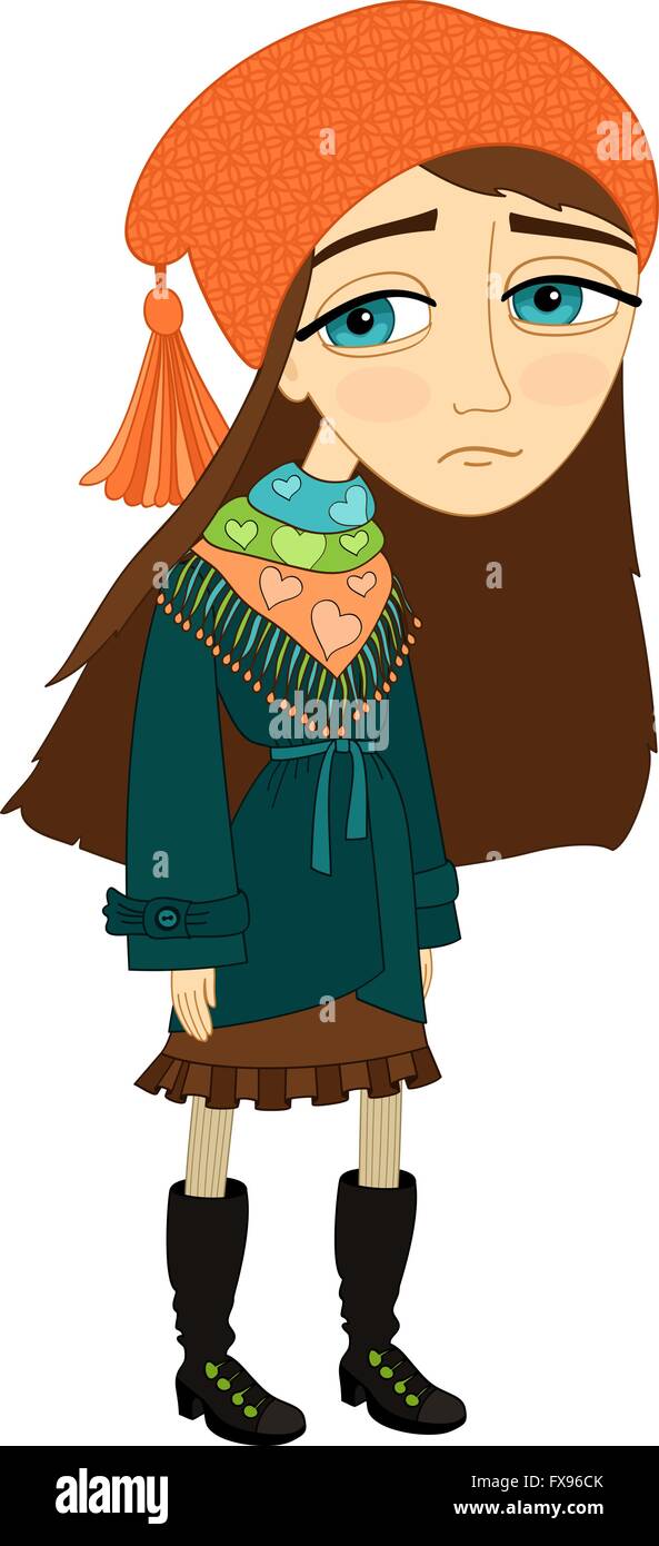 Sad girl standing alone and not smiling Stock Vector Image & Art - Alamy