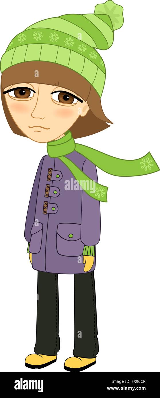 Sad girl standing alone and not smiling Stock Vector Image & Art - Alamy