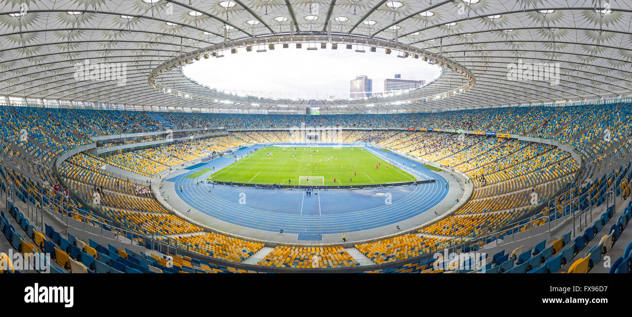 KYIV, UKRAINE - APRIL 10, 2016: Panoramic view of NSC Olympic stadium ...