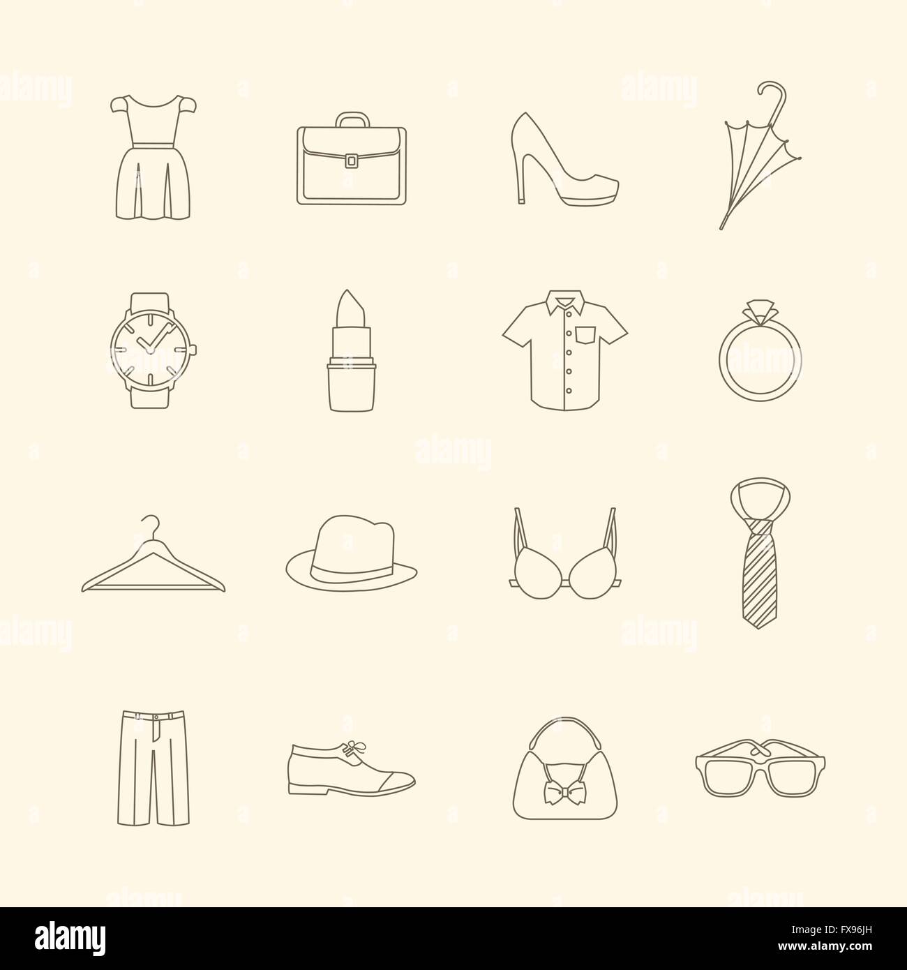 Fashion and clothes accessories icons Stock Vector Image & Art - Alamy