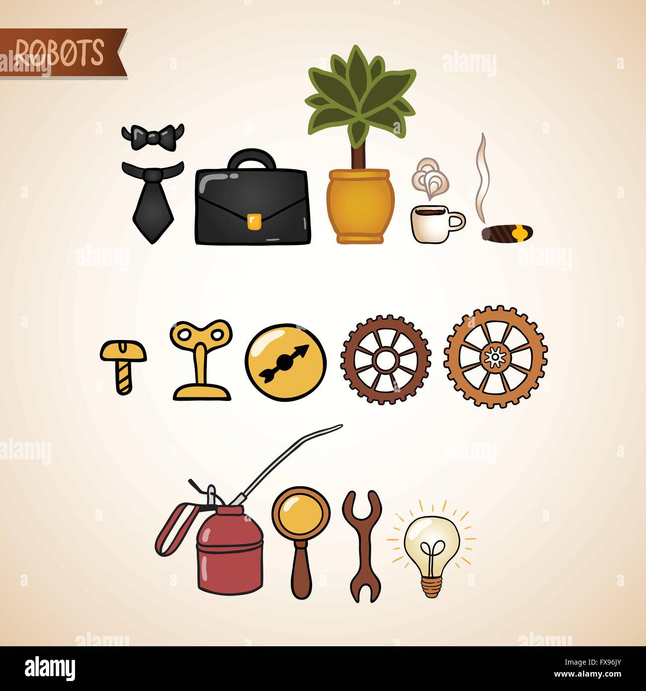 Steampunk technology icons set Stock Vector Image & Art - Alamy
