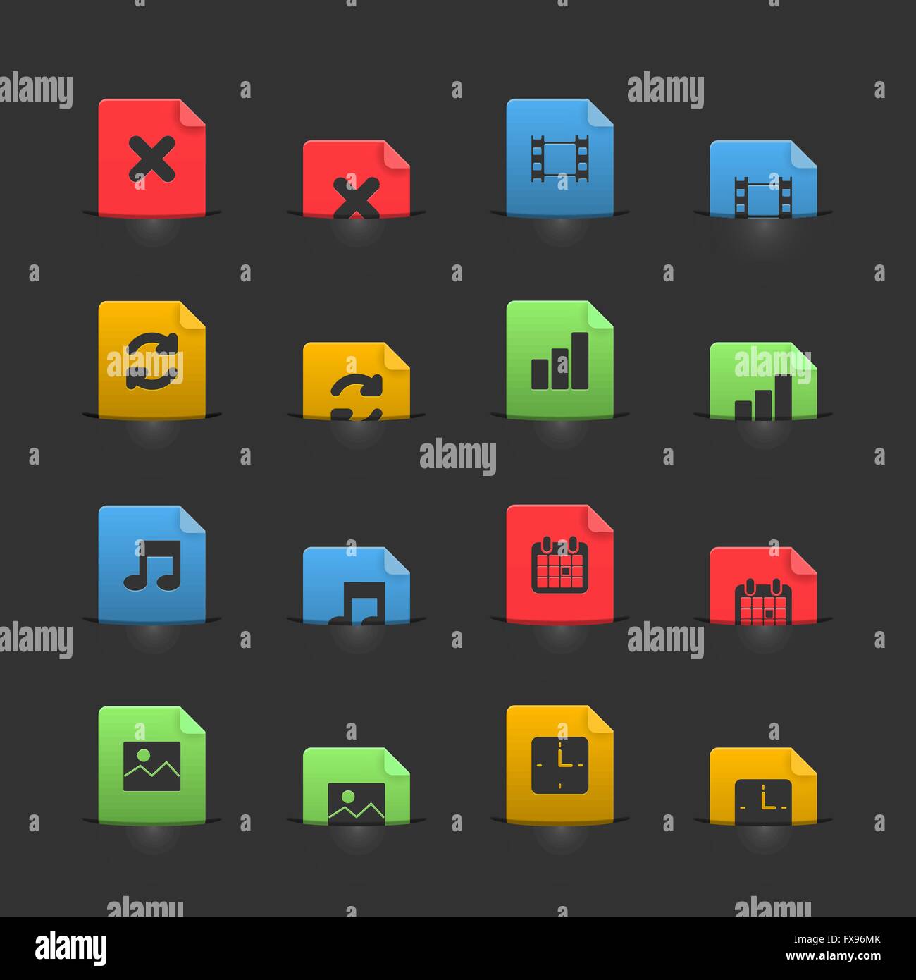 Online media icons set on moving stubs Stock Vector Image & Art - Alamy