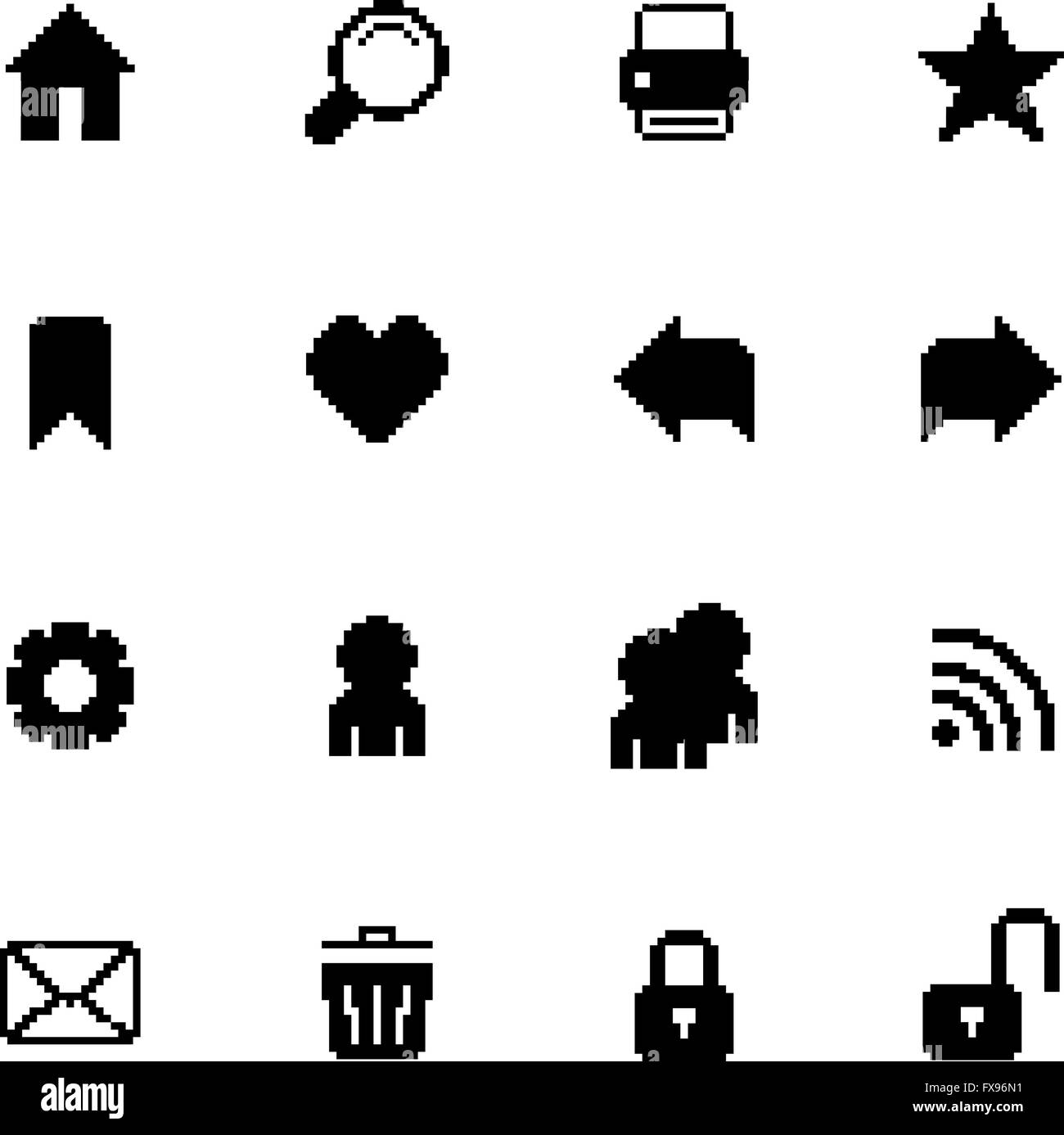 Black pixel icons set for navigation Stock Vector Image & Art - Alamy