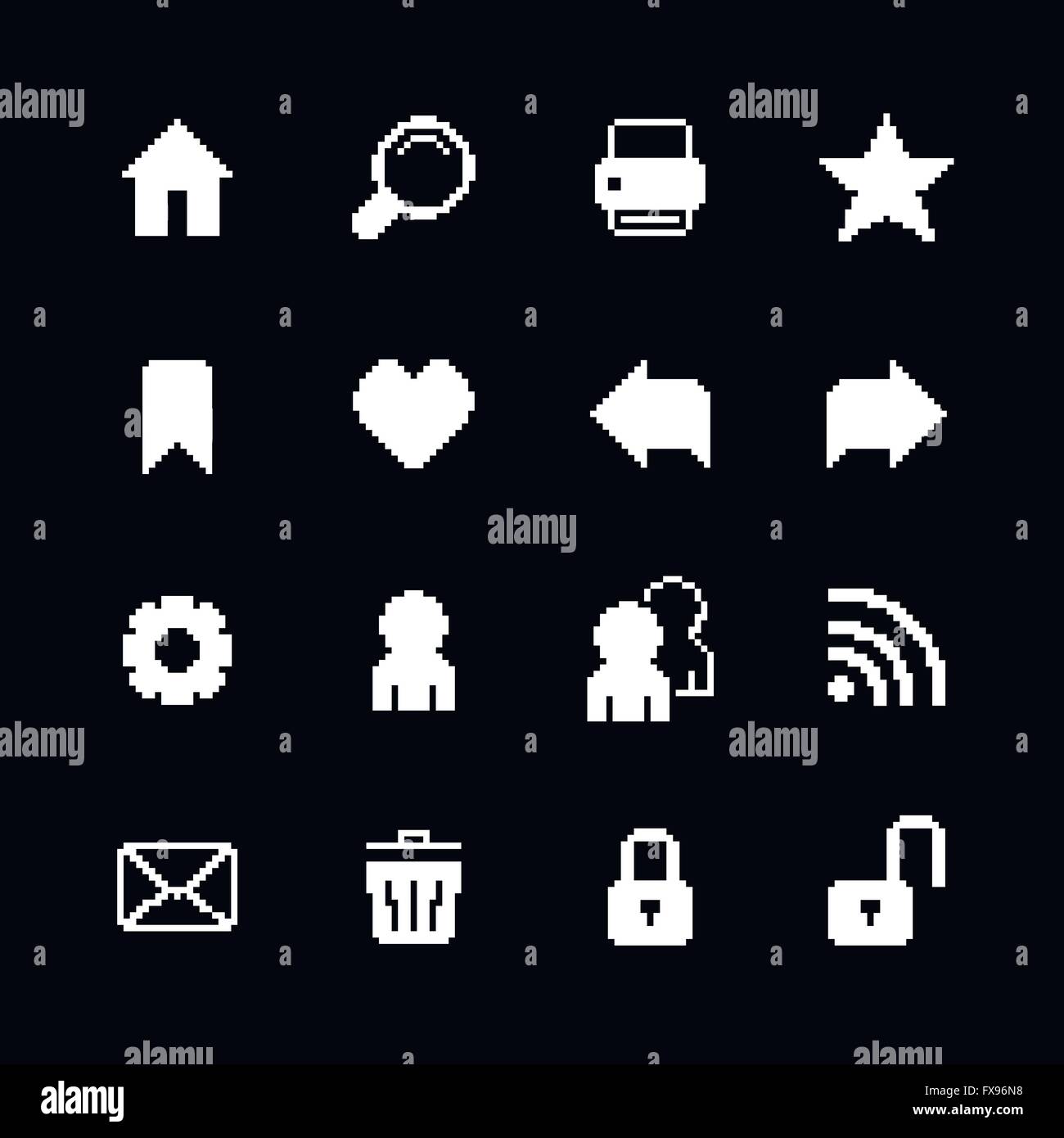 Contrast pixel icons set for interface design Stock Vector Image & Art - Alamy