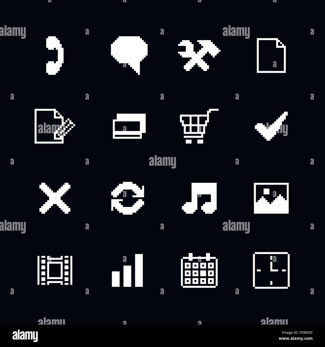Contrast pixel icons set for interface design Stock Vector Image & Art ...
