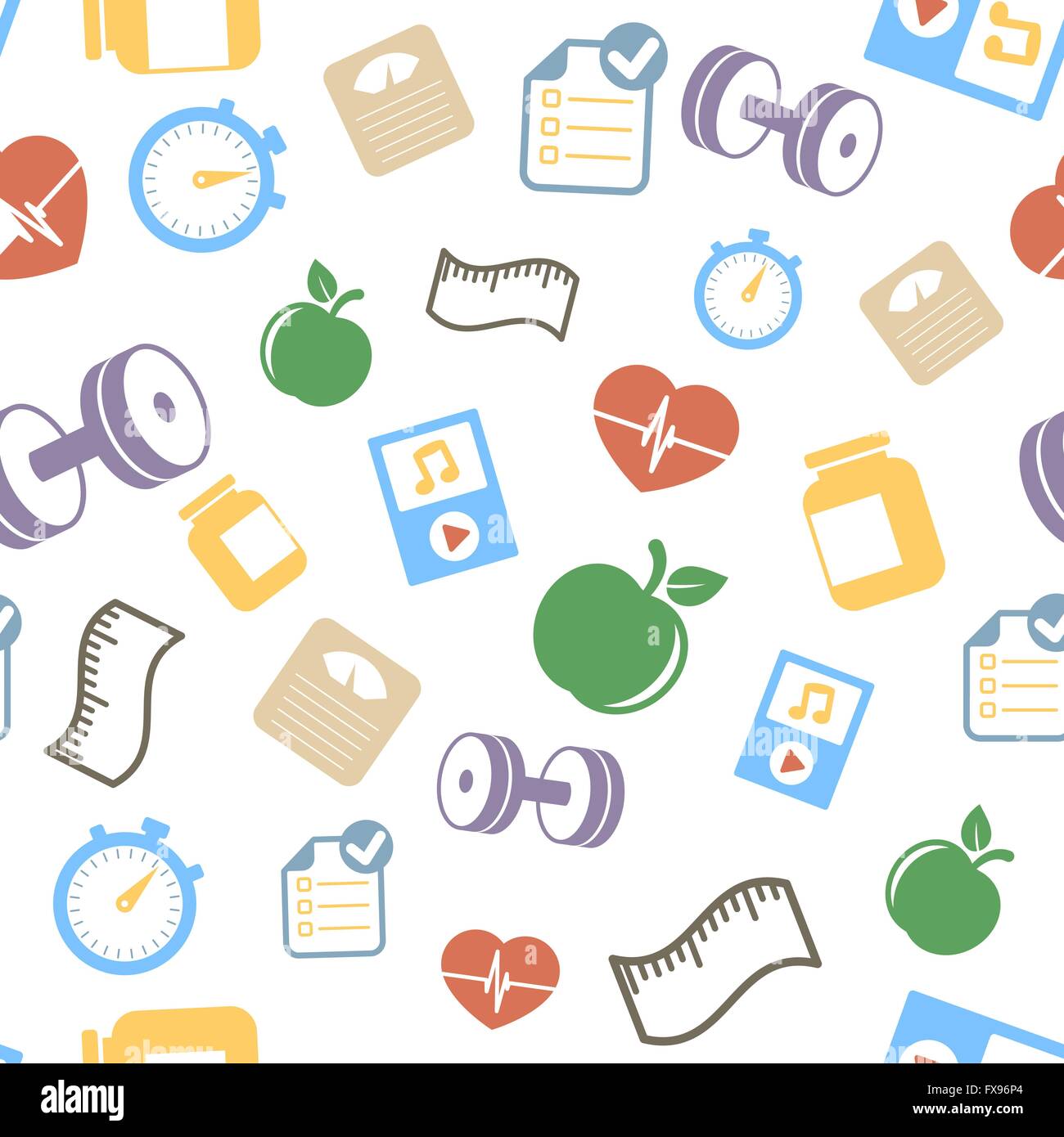 Healthy lifestyle elements background pattern Stock Vector Image & Art ...