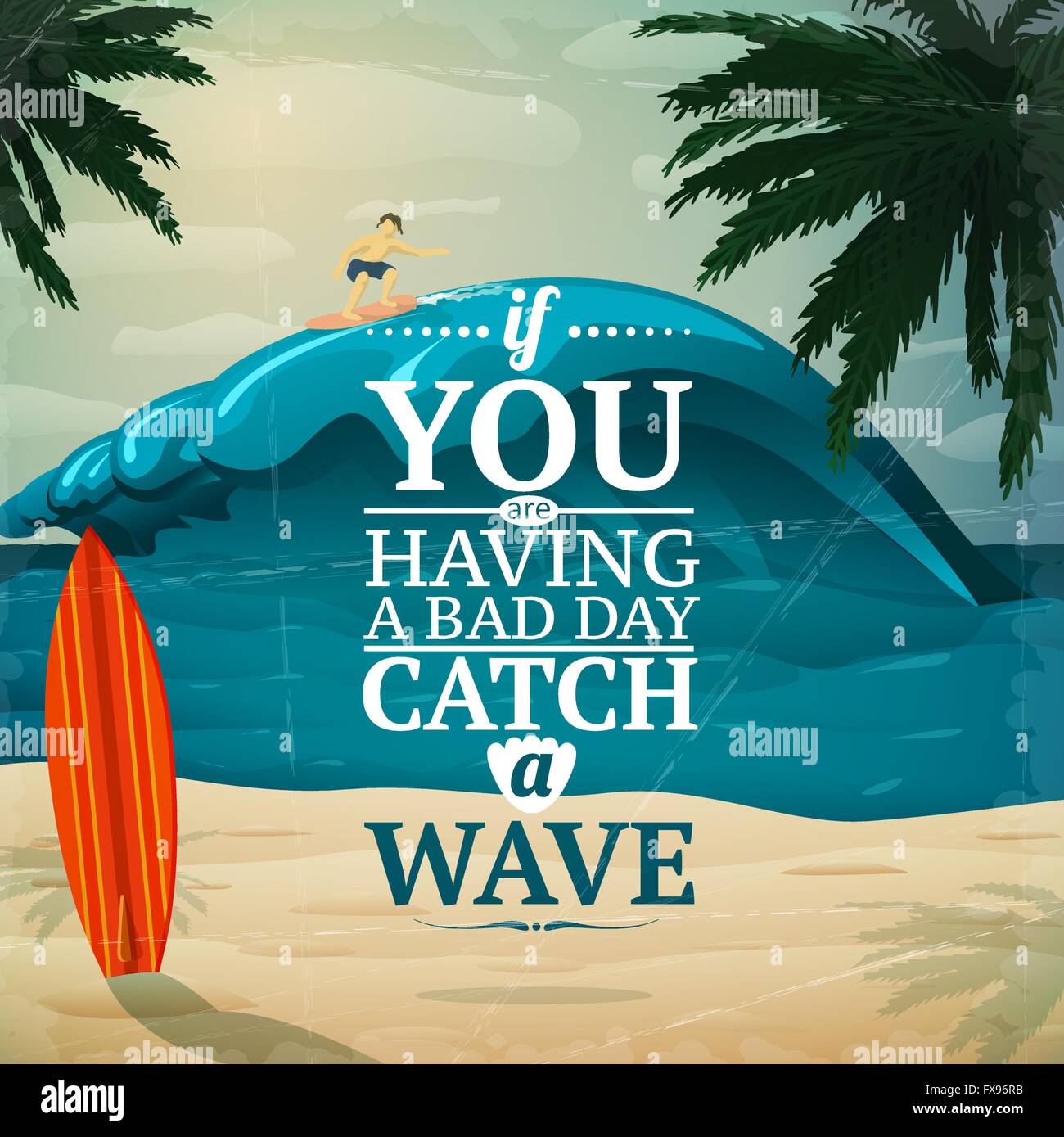 Catch a wave Stock Vector Images - Alamy