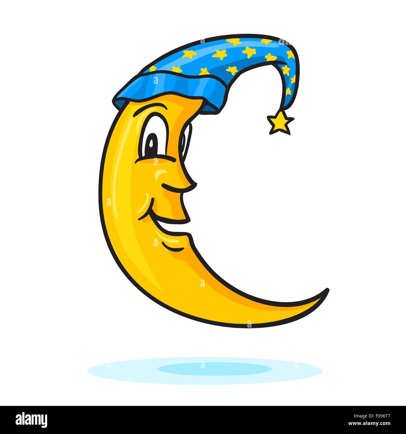 Moon in nightcap with gold star Stock Vector Image & Art - Alamy