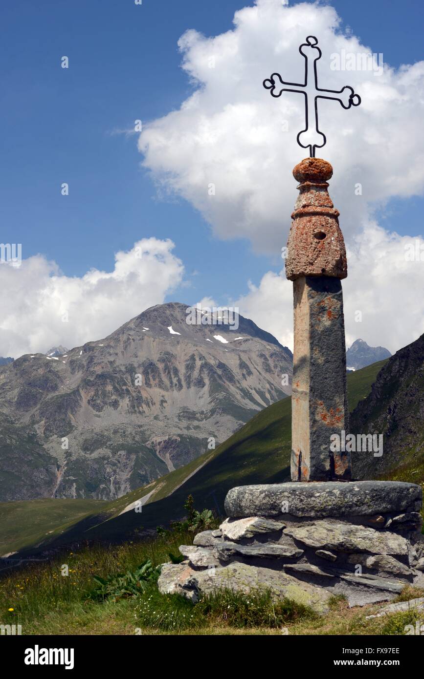Crucifix at Col de la Croix de Fer Stock Photo - Alamy