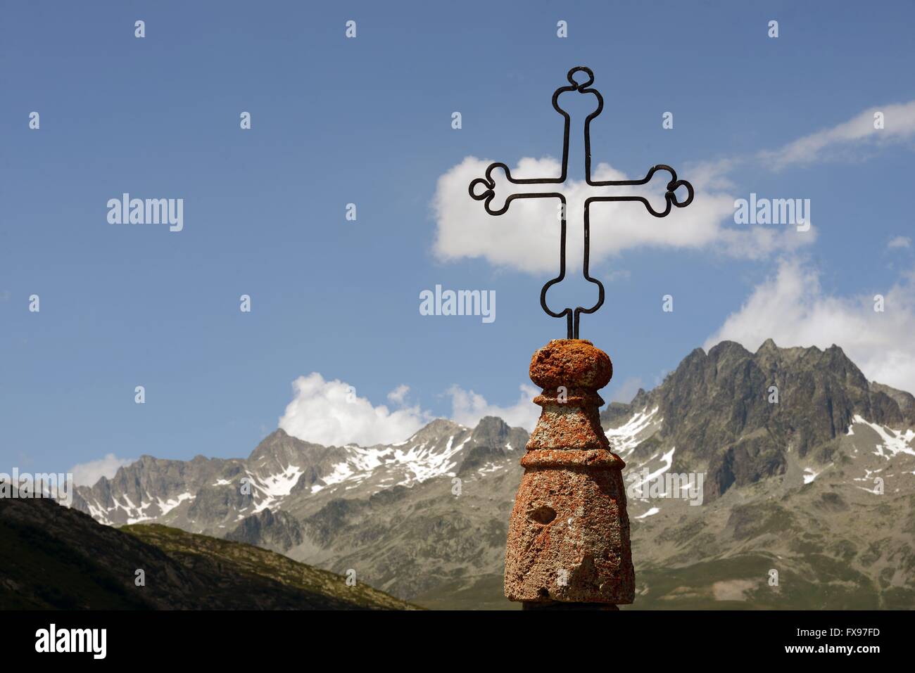 Crucifix at Col de la Croix de Fer Stock Photo - Alamy