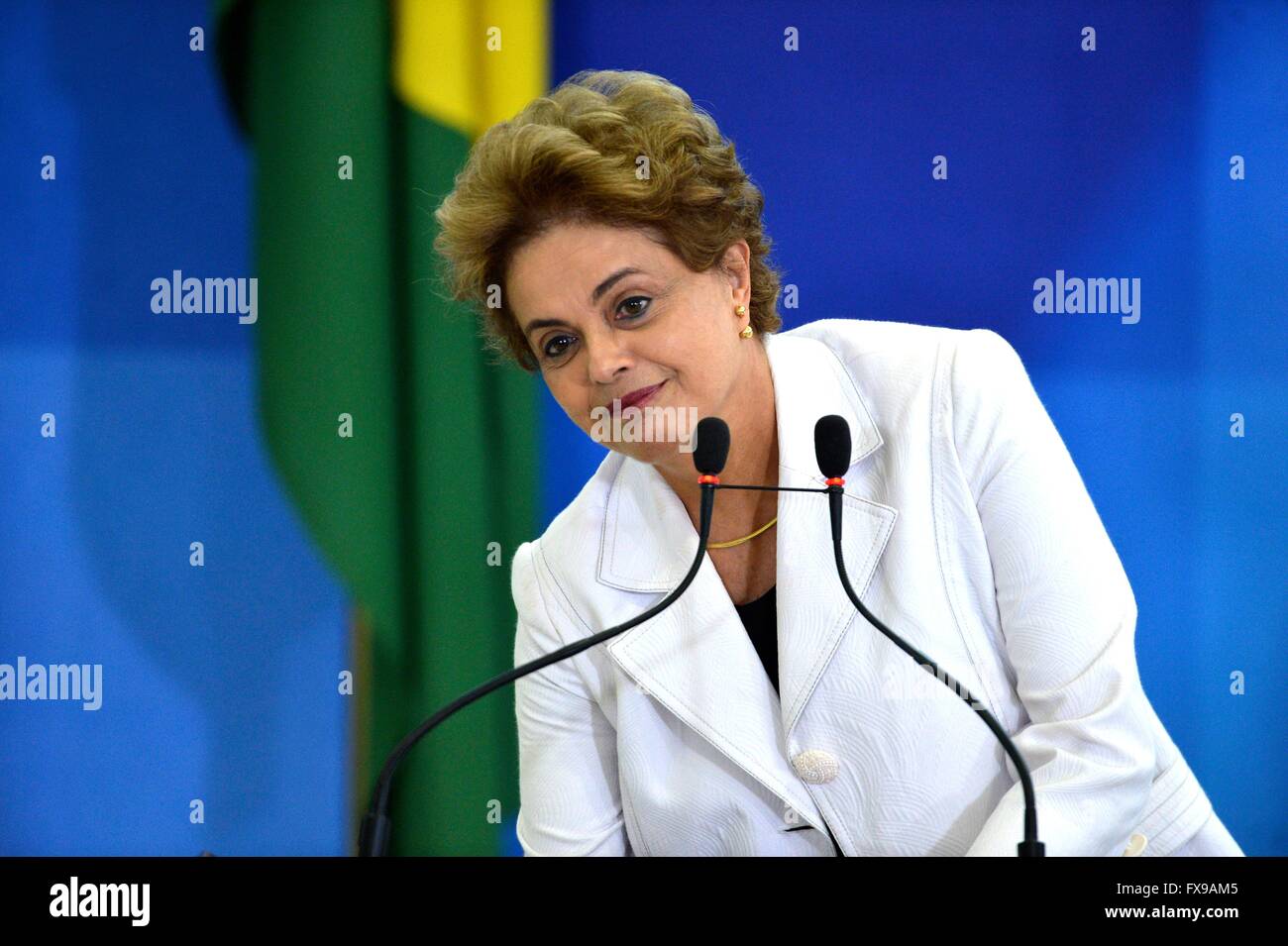 Brasilia, Brazil. 12th April, 2016. Brazilian President Dilma Rousseff ...