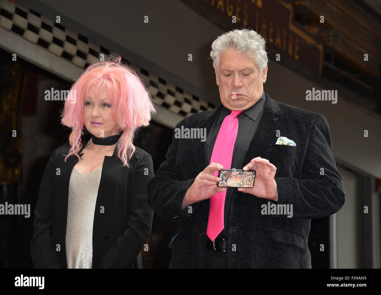 Los Angeles, California. 11th April, 2016. Harvey Fierstein & Cyndi ...