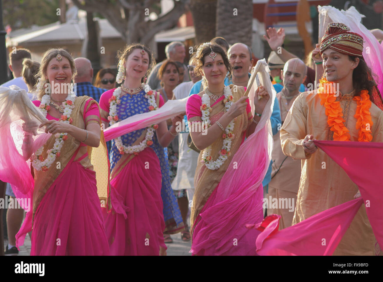 Los Cristianos, Spain. 31st July, 2016. Members of the sect Hare ...