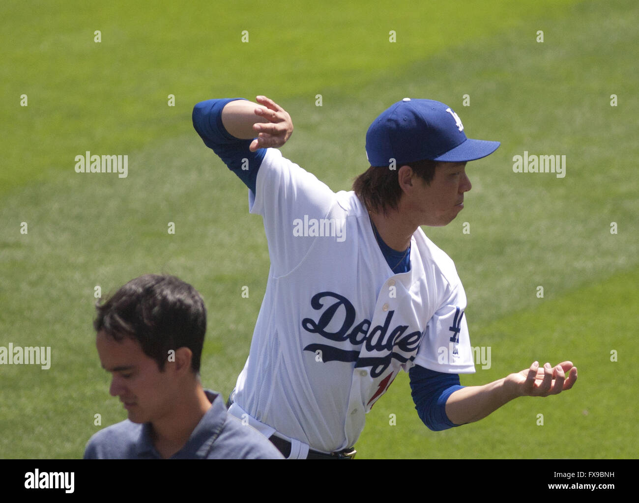 Los Angeles, CALIFORNIA, USA. 12th Apr, 2016. Pitcher Kenta Maeda #18 ...