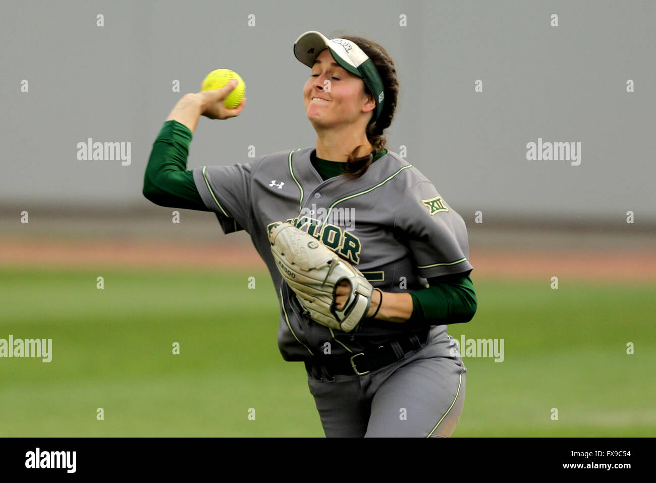 Houston, TX, USA. 12th Apr, 2016. Baylor right fielder Linsey Hays #45 ...