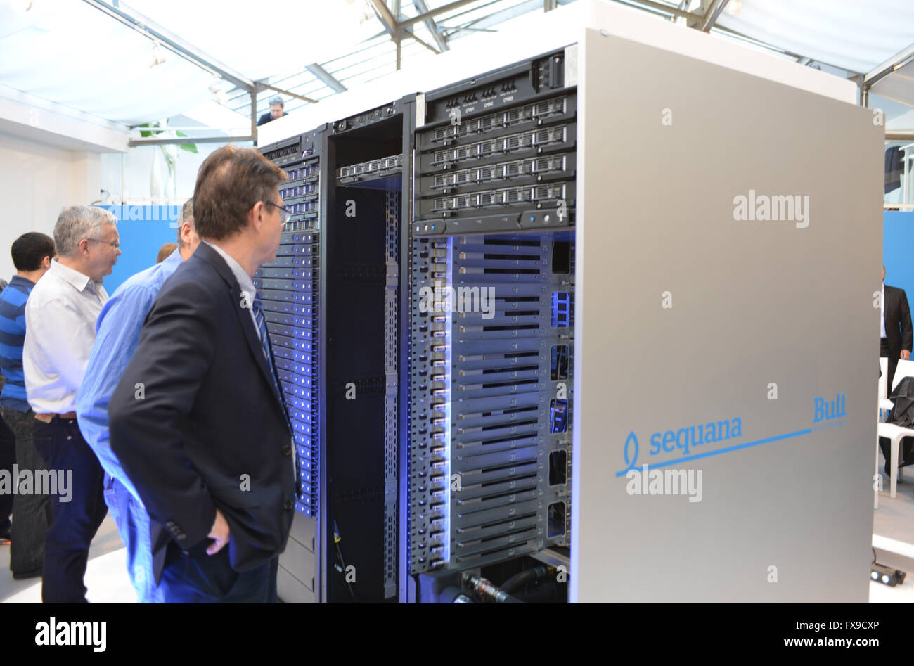 Paris, France. 12th Apr, 2016. People visit the new Bull Sequana ...