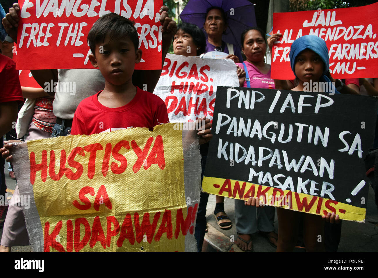 Philippines. 13th Apr, 2016. Young kids join the protest in front of ...