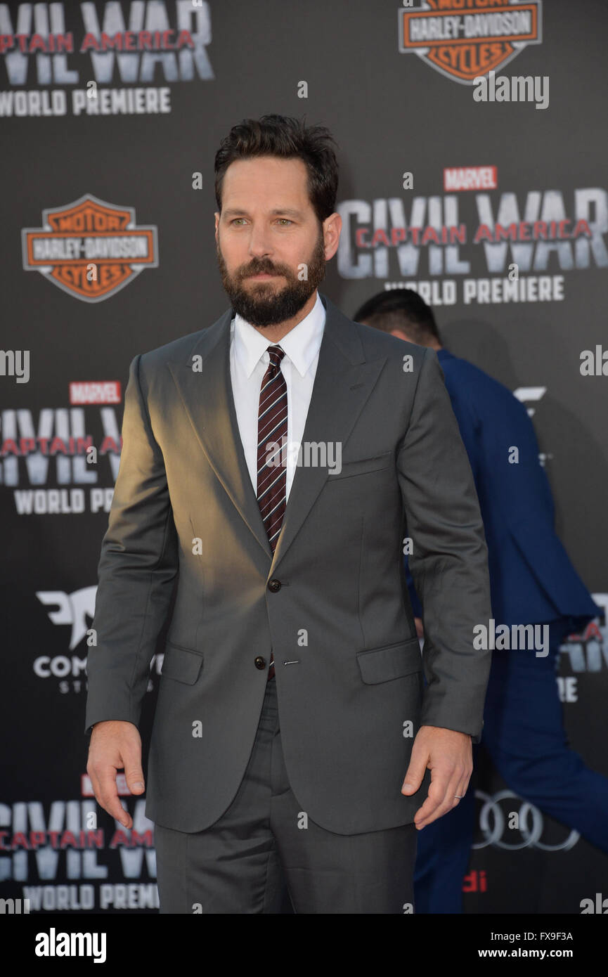 Los Angeles, USA. 12th April, 2016. Actor Paul Rudd at the world ...