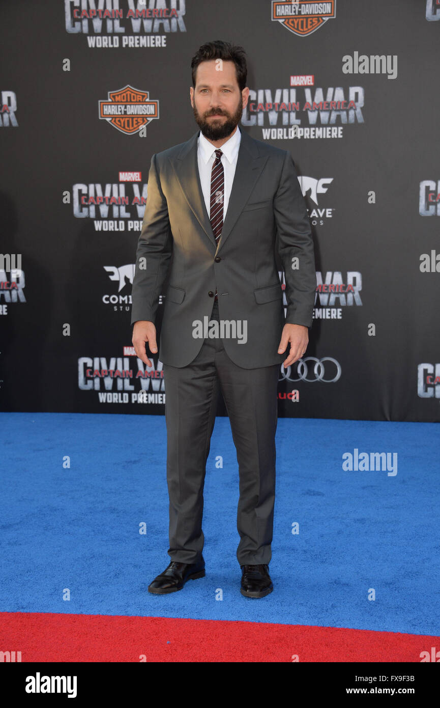 Los Angeles, USA. 12th April, 2016. Actor Paul Rudd at the world ...
