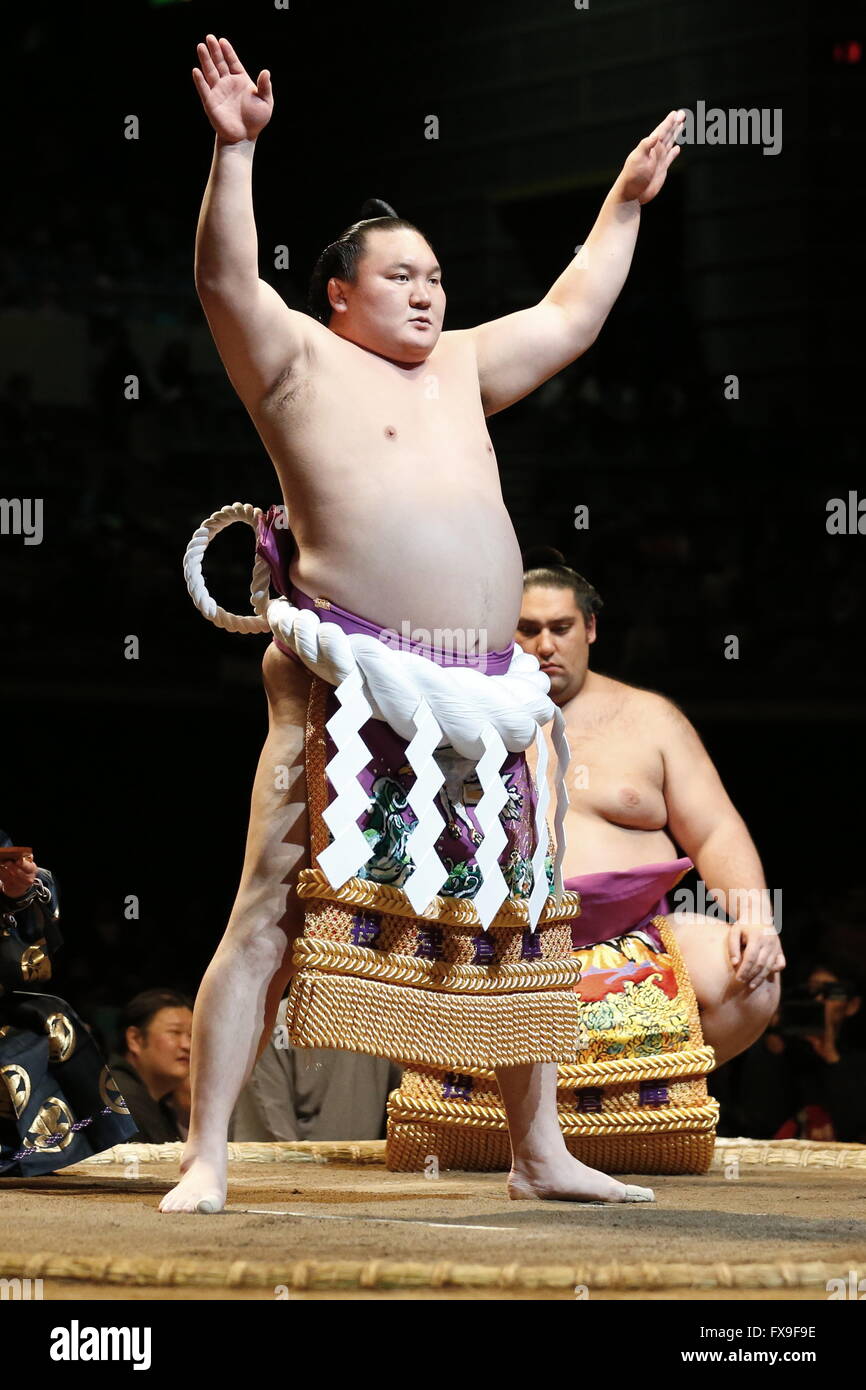 Kawasaki, Japan. 13th Apr, 2016. Hakuho Sumo : 1st Grand Sumo ...