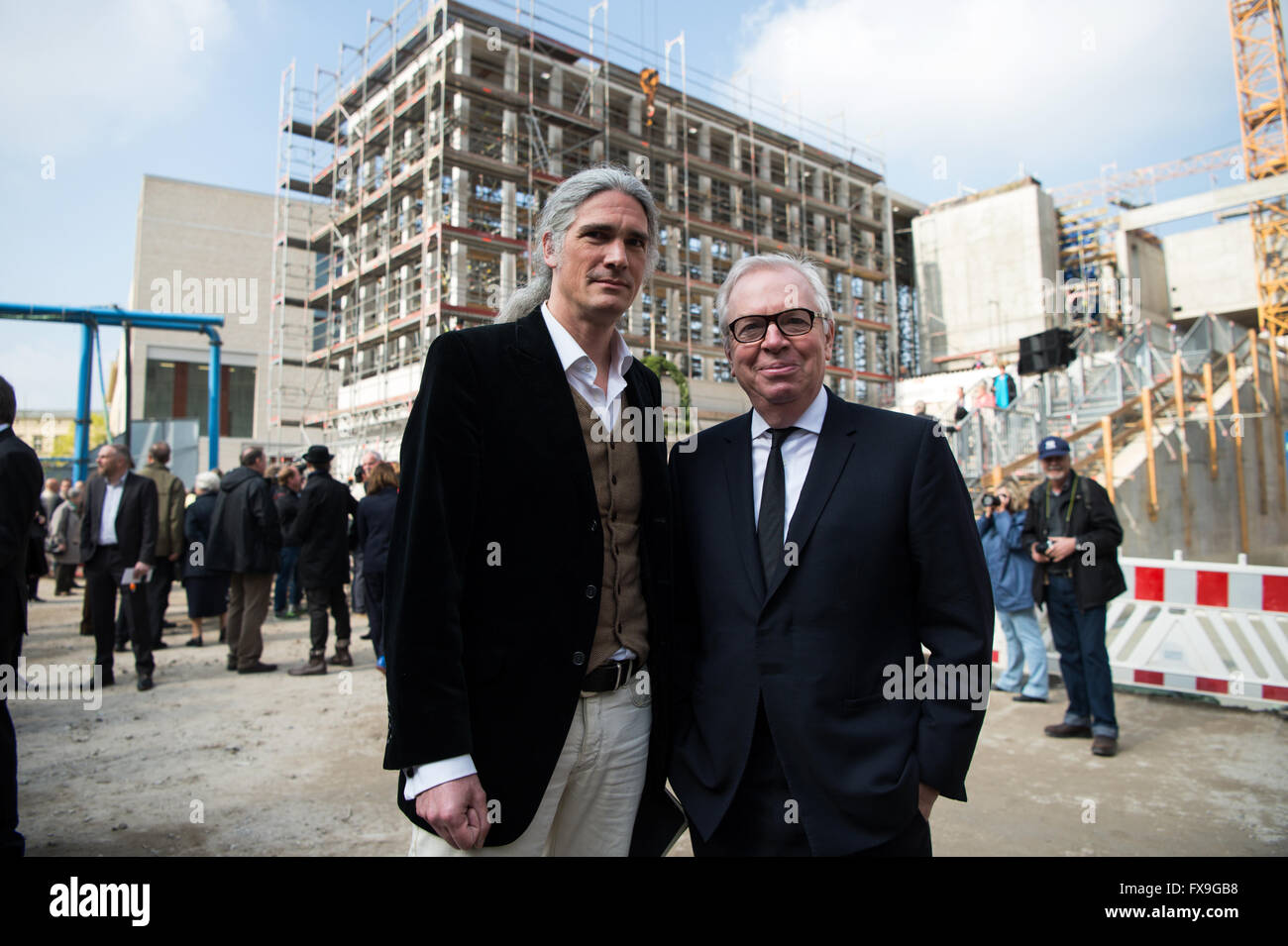 Berlin, Germany. 13th Apr, 2016. Architect Alexander Schwarz (l) stand ...