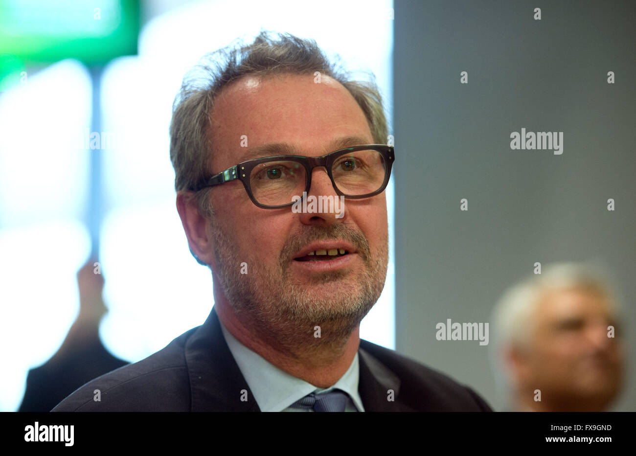 Stuttgart, Germany. 12th Apr, 2016. UEFA offical Lance Kelly pictured ...
