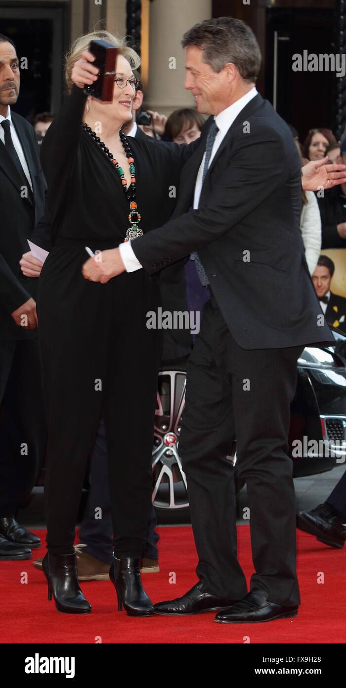 London, UK. 12th April, 2016. Meryl Streep and Hugh Grant at the ...