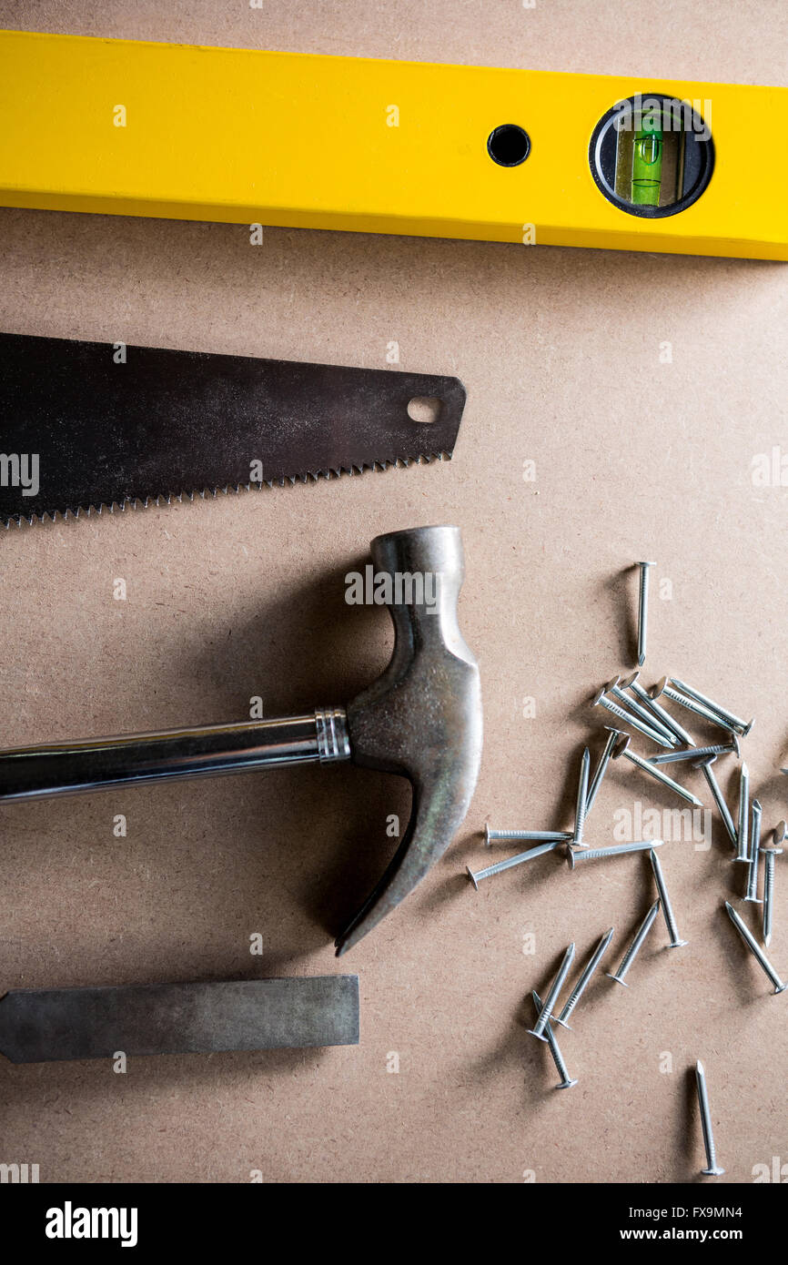 Tools and equipment used for carpentry Stock Photo - Alamy