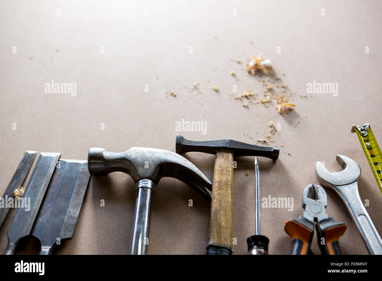 Tools and equipment used for carpentry Stock Photo - Alamy