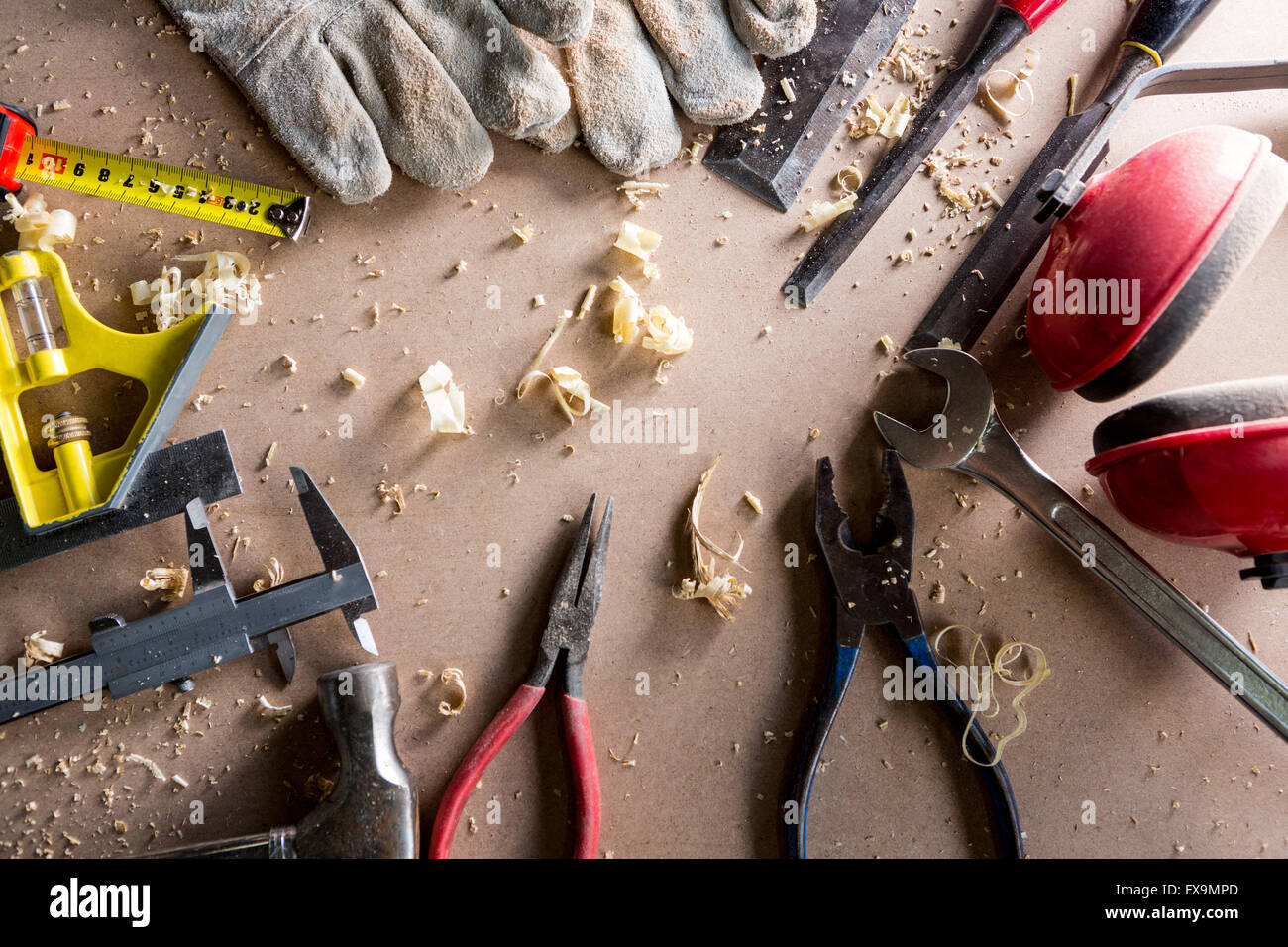 Tools and equipment used for carpentry Stock Photo - Alamy
