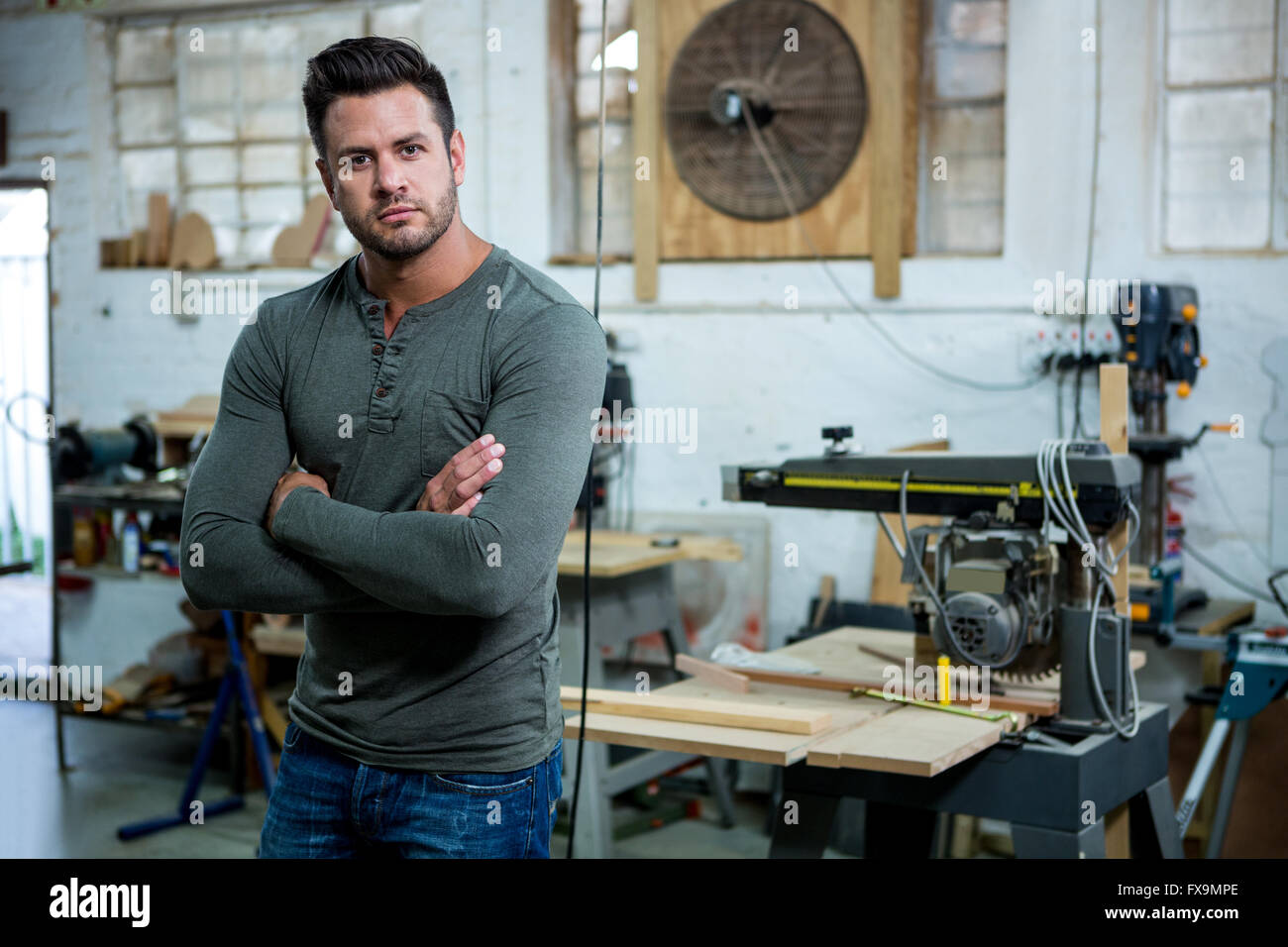 Carpenter is posing Stock Photo - Alamy