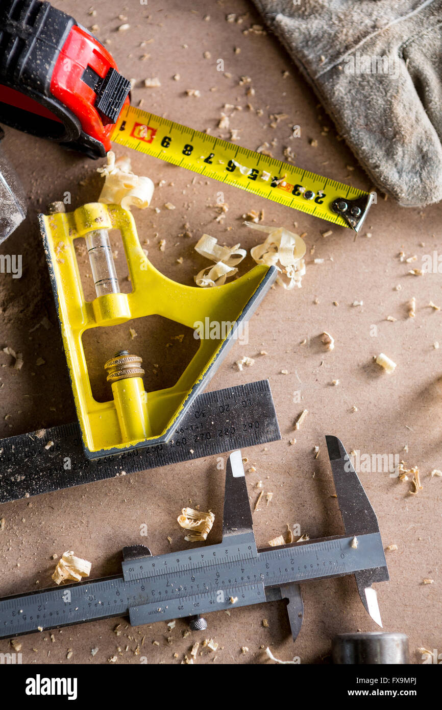 Tools and equipment used for carpentry Stock Photo - Alamy