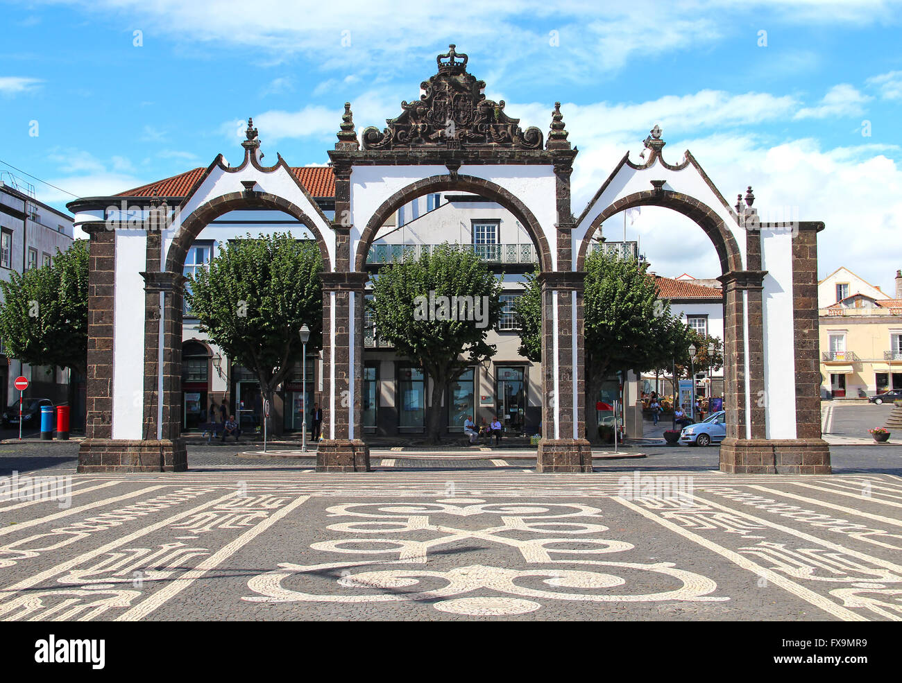 City gates of ponta delgada on azores island sao miguel High Resolution ...