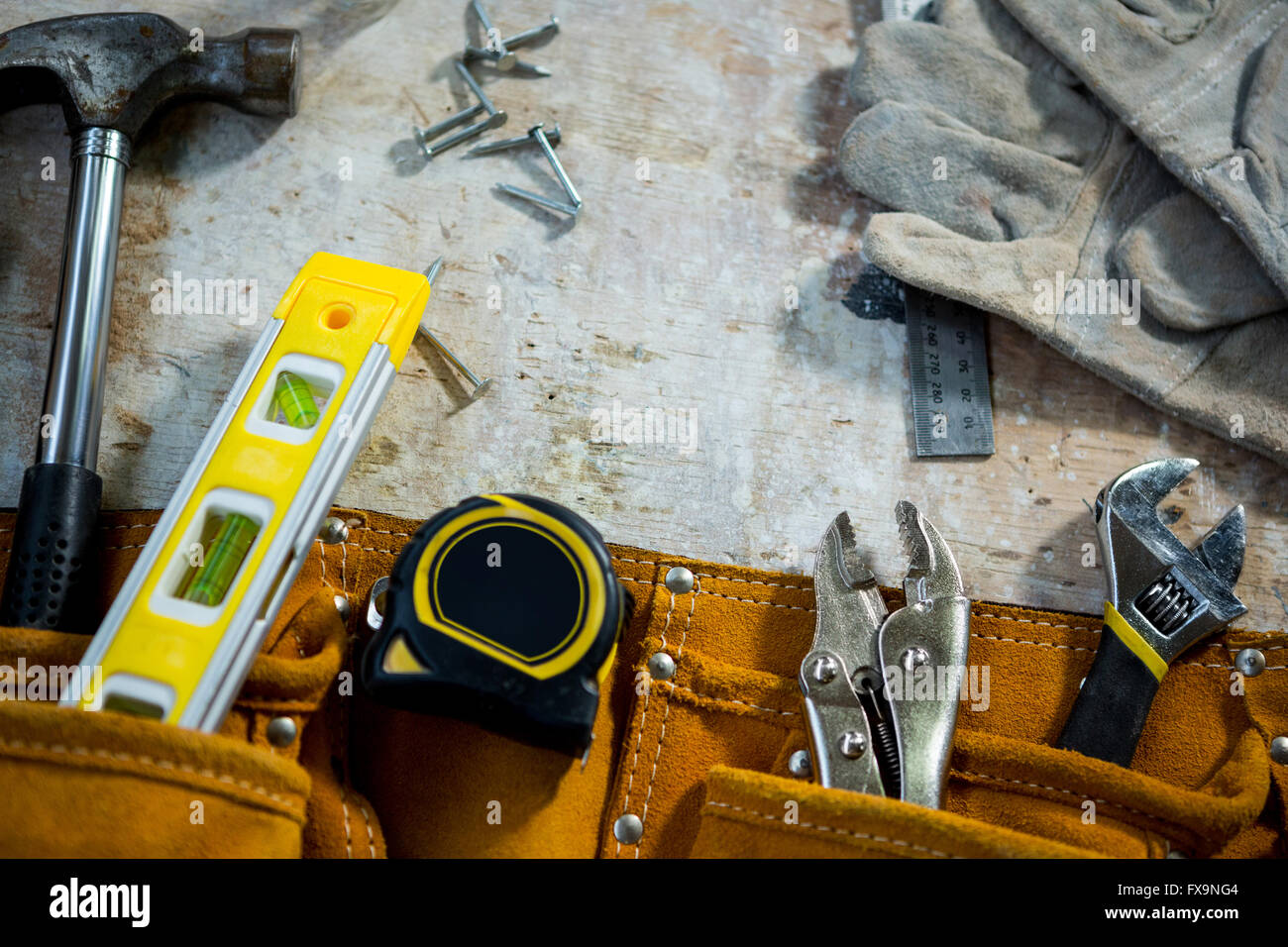 Zoom of carpenters tools Stock Photo - Alamy