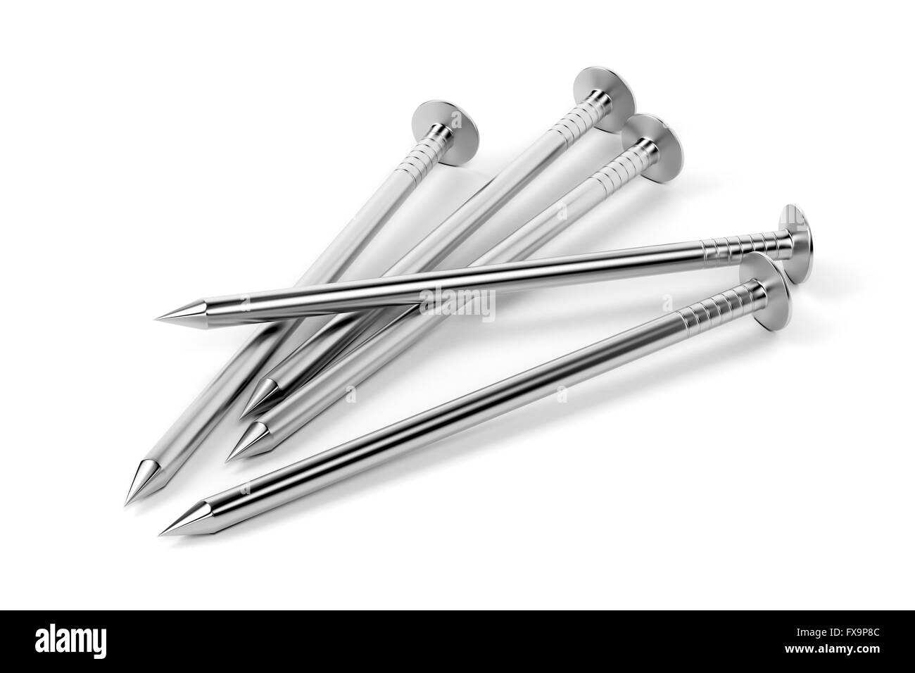 Group of steel nails on white background Stock Photo - Alamy